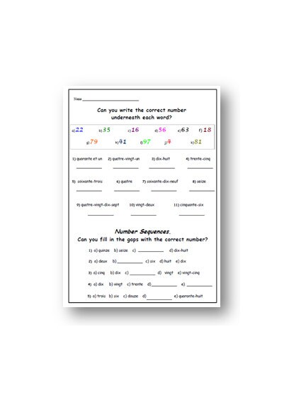 Learn FRENCH NUMBERS With School WORKSHEET / Matching & Sequences ...
