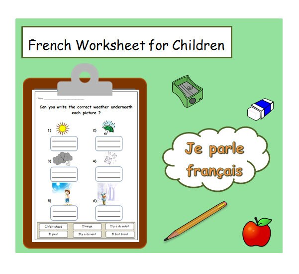 LANGUAGE RESOURCES Weather Vocabulary FRENCH Learning / French ...