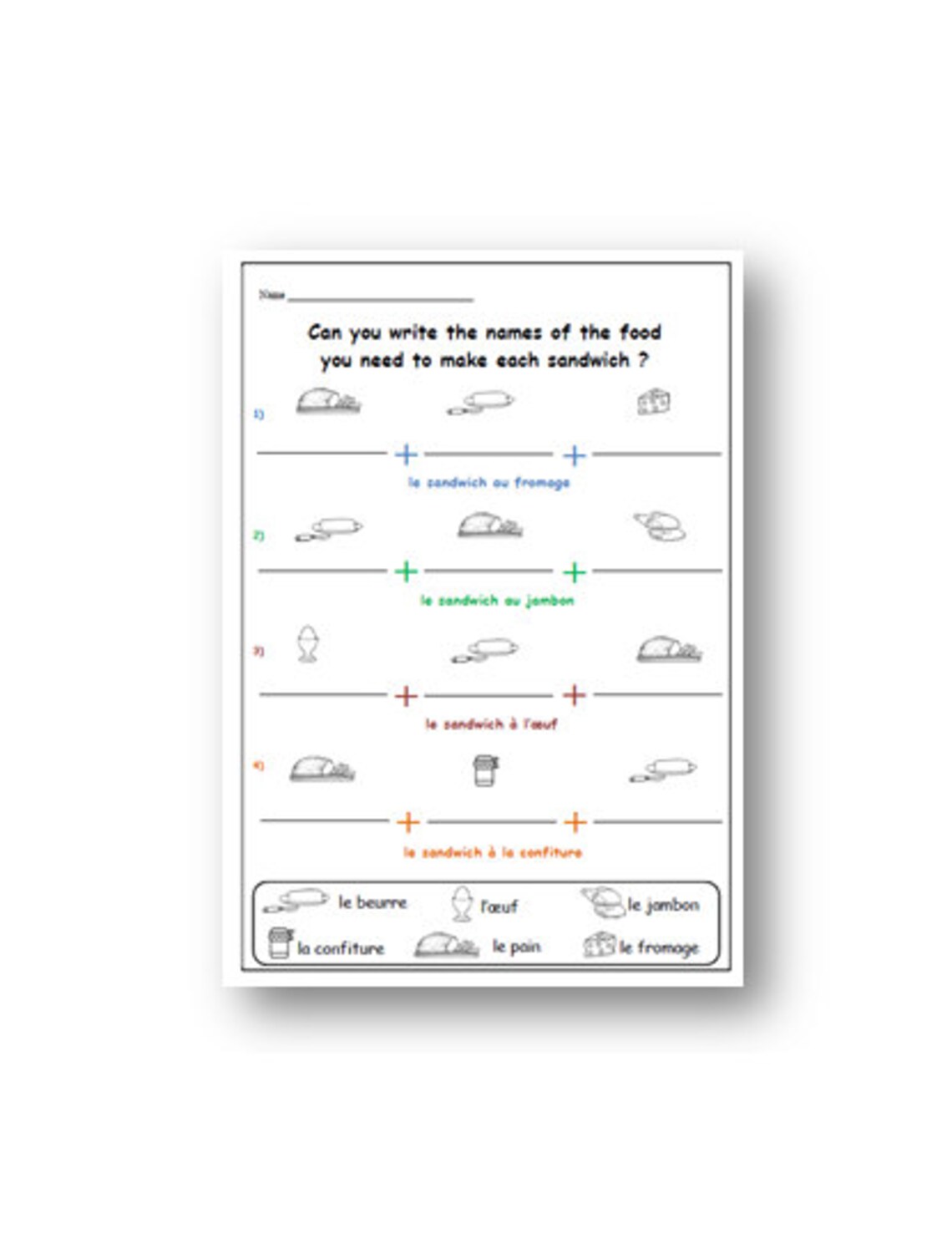 PRINTABLE for LEARNING FRENCH / Food Words Print for Language Student ...