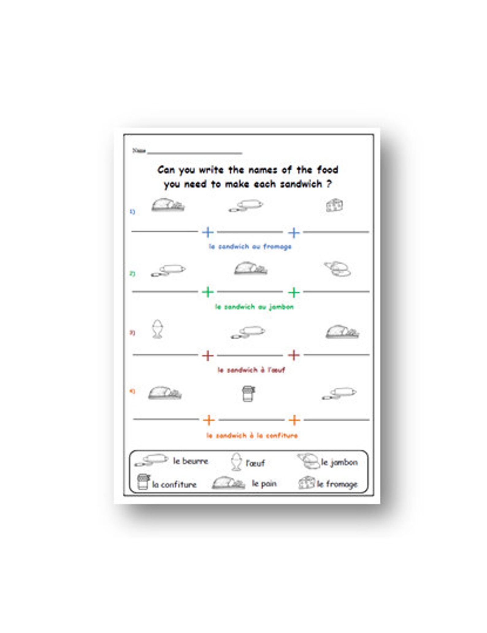 PRINTABLE for LEARNING FRENCH / Food Words Print for Language Student ...