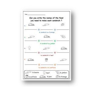 PRINTABLE for LEARNING FRENCH / Food Words Print for Language Student ...