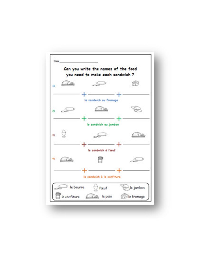 PRINTABLE for LEARNING FRENCH / Food Words Print for Language Student ...