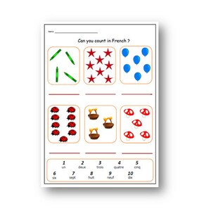 FRENCH LEARNING Worksheet for Counting Numbers / Maths Print Activity ...