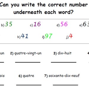 Learn FRENCH NUMBERS With School WORKSHEET / Matching & Sequences ...