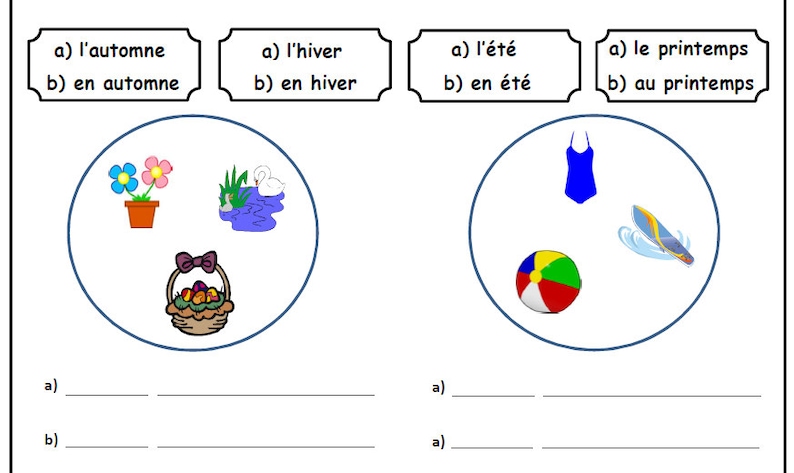 FRENCH WORKSHEET & HANDOUT to Learn the Seasons,printable Worksheet ...