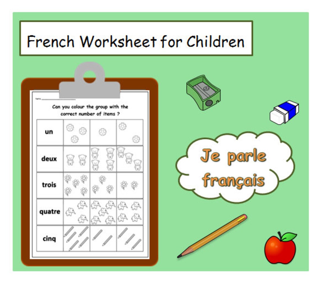 NUMBERS to 5 TEACHER WORKSHEET / French Printable for Counting ...