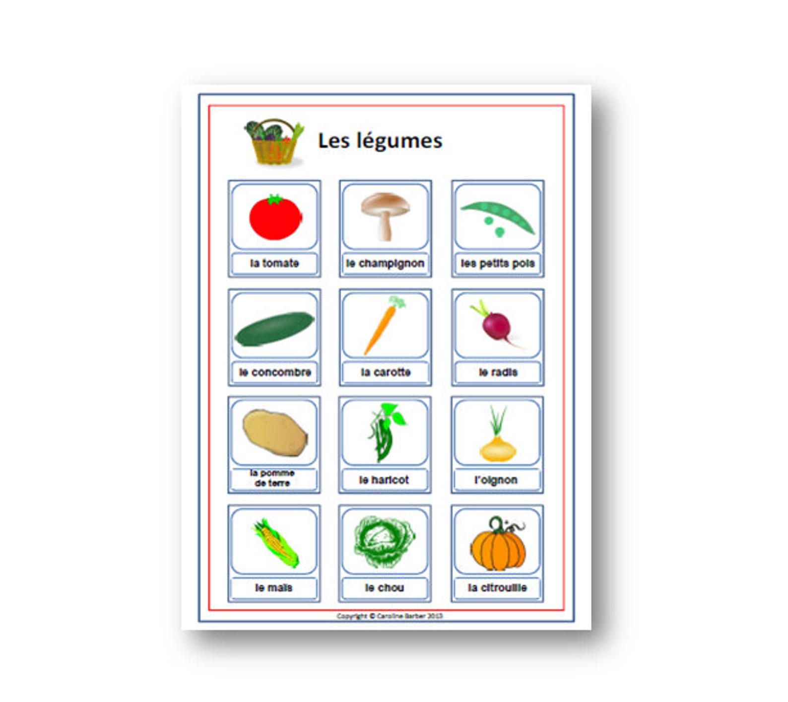FRENCH POSTER to Learn Names of Vegetables / French Teacher / School ...
