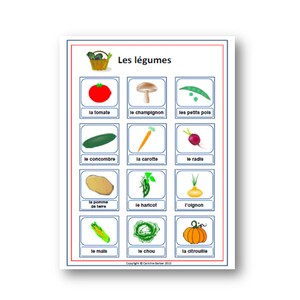 FRENCH POSTER to Learn Names of Vegetables / French Teacher / School ...