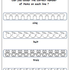 COUNTING & COLOURING SHEET With French Printable / Kids Worksheet ...