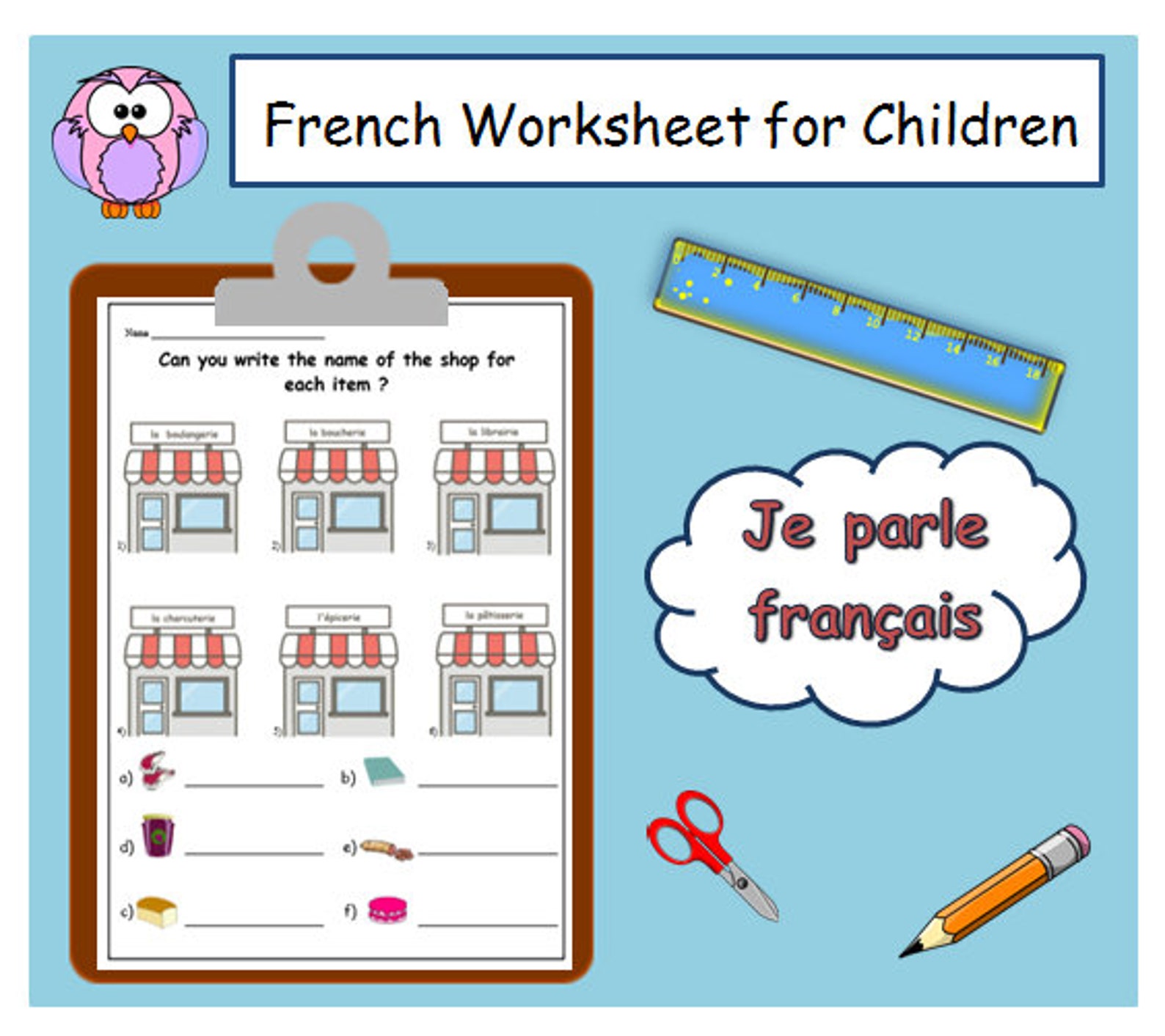 Shop Words FRENCH WORKSHEET / French Writing Activity / Practice French ...