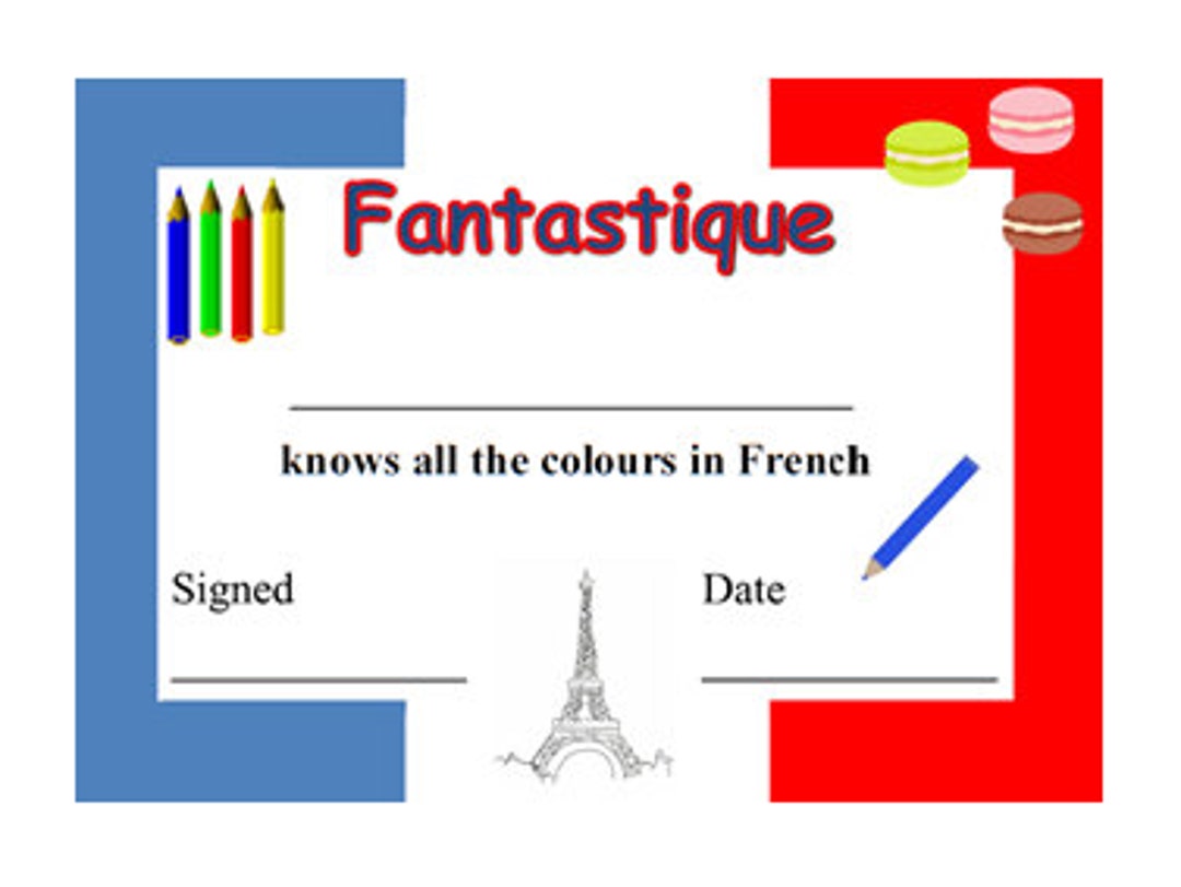 INSTANT DOWNLOAD - FRENCH Colour Reward - Printable Student Reward ...