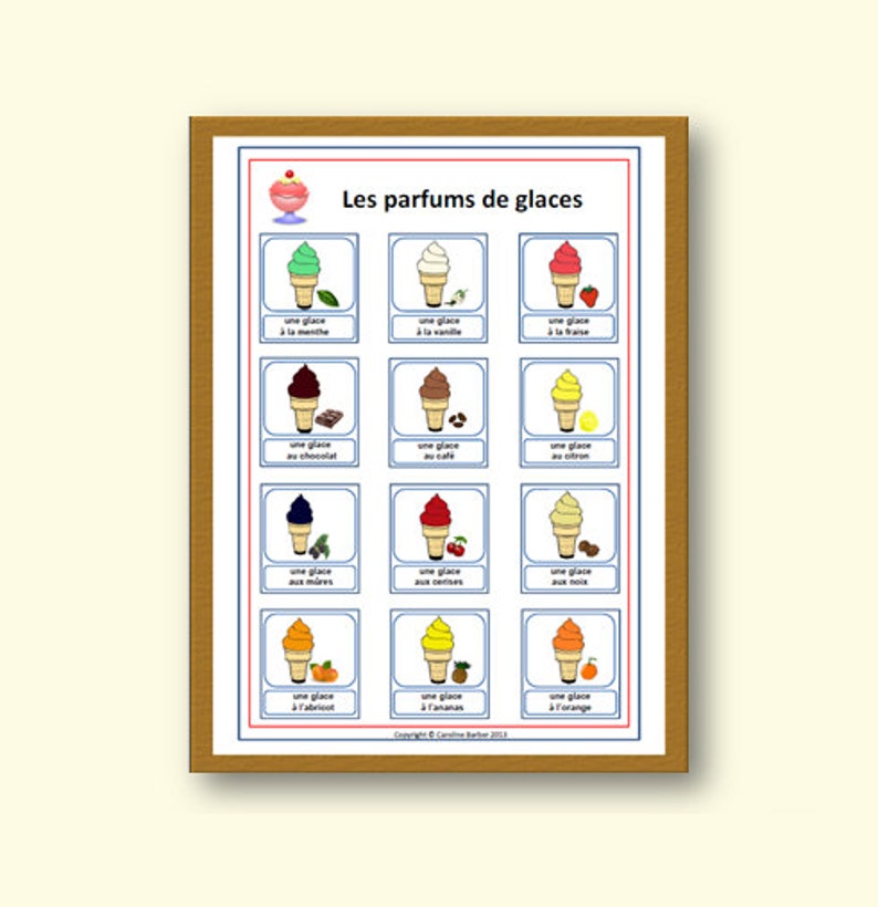 Ice Cream Flavours FRENCH CLASSROOM POSTER / Teaching Poster ...