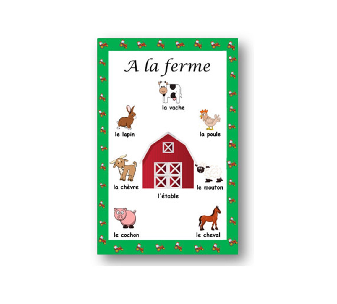 A La Ferme / FARM FRENCH POSTER / French for Kids French Learning ...