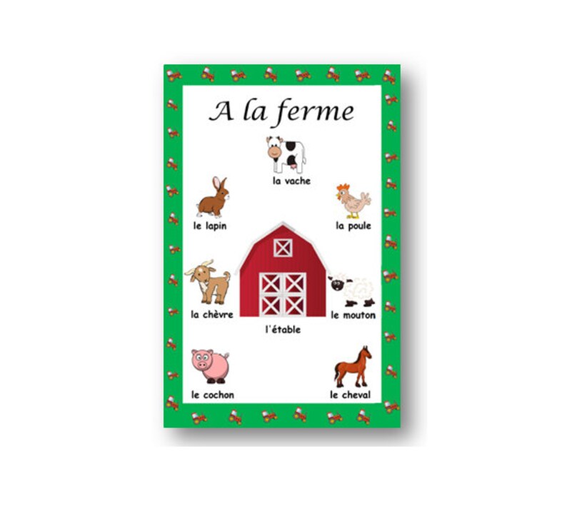 A La Ferme / FARM FRENCH POSTER / French for Kids French Learning ...