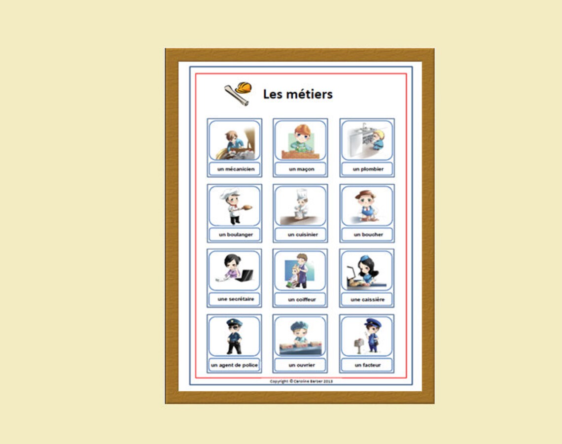 CLASSROOM WALL ART / French Poster Words / Jobs / Tasks / Careers ...