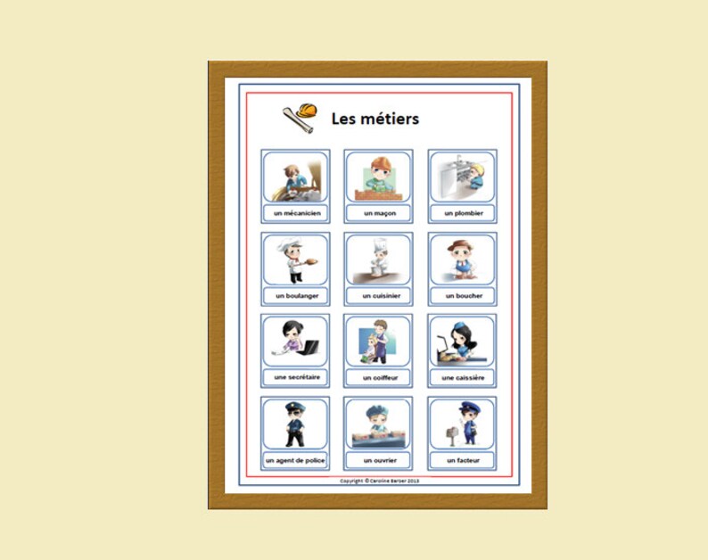 CLASSROOM WALL ART / French Poster Words / Jobs / Tasks / Careers ...