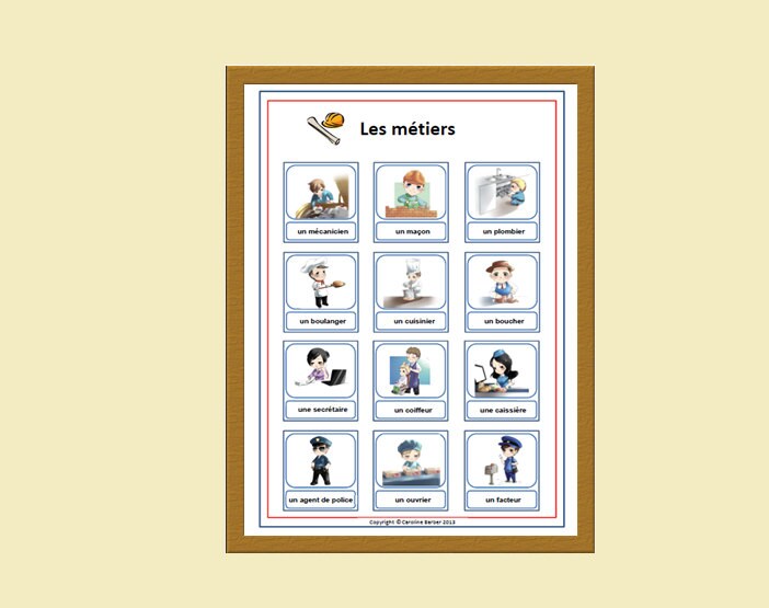 CLASSROOM WALL ART / French Poster Words / Jobs / Tasks / Careers ...