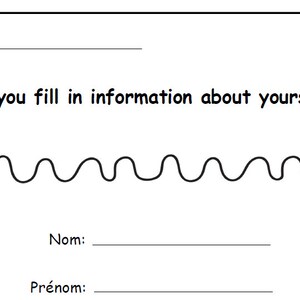 ME,MYSELF FRENCH Printable / Fill in Information About Yourself ...