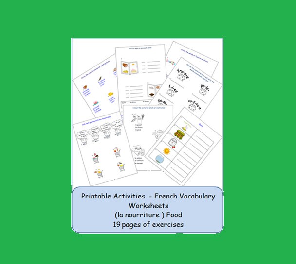 Printable WORKSHEETS for Learning FOOD Vocabulary in French ...