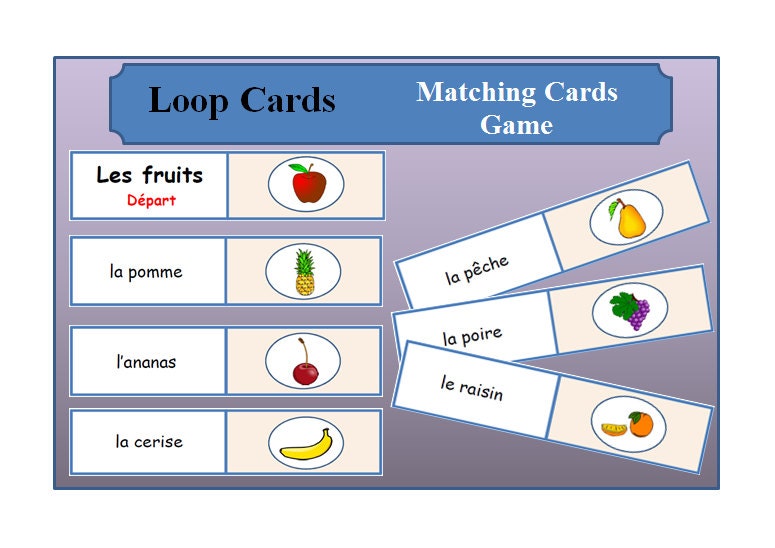 French Loop Cards French Teacher / Kids Activities Printable Fruit Loop ...