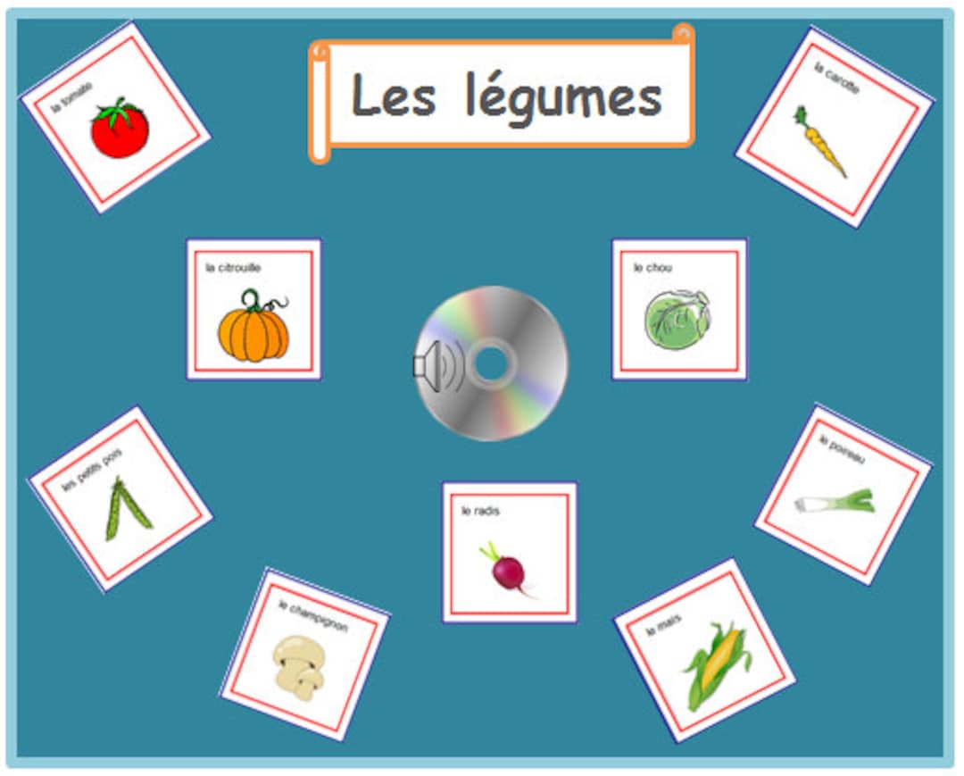 VEGETABLE FRENCH FLASHCARDS With Audio File Pronunciation,food ...
