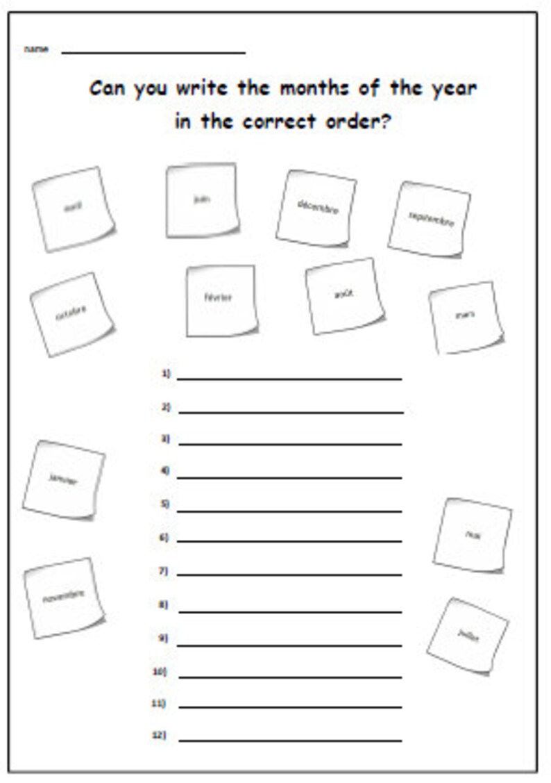 FRENCH TEACHER PRINTABLE Months of the Year Lesson Plans / French ...