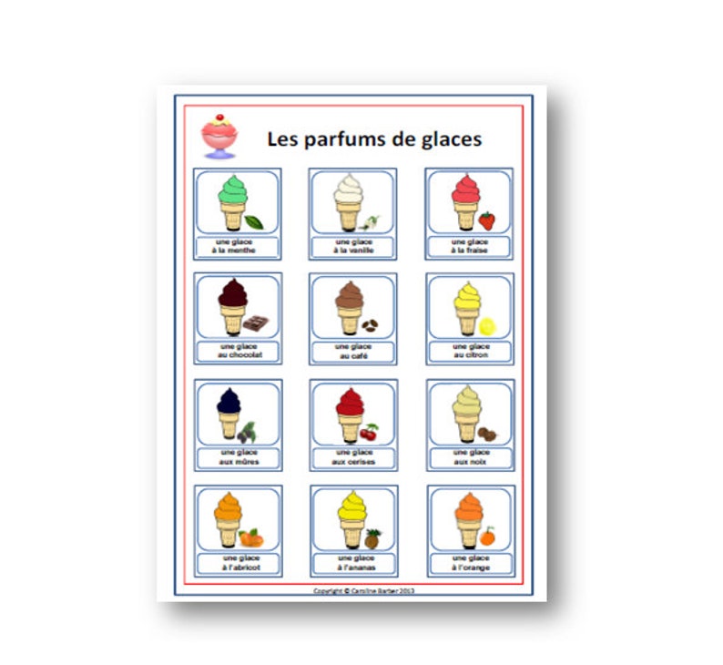 Ice Cream Flavours FRENCH CLASSROOM POSTER / Teaching Poster ...