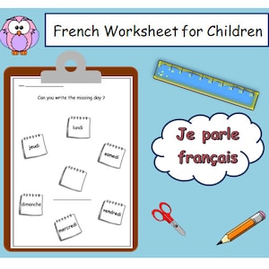 DAYS of the WEEK FRENCH Learning With Language Printable / Educational ...