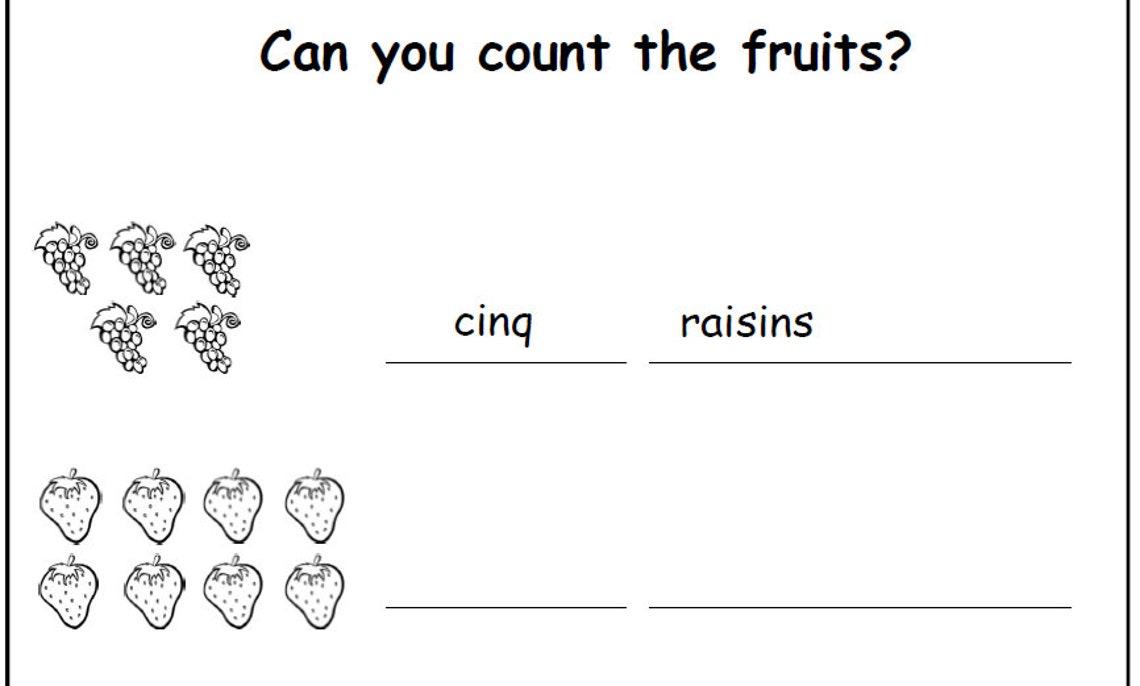 MATHS & LITERACY FRENCH Printable / Learn French Numbers With Counting ...