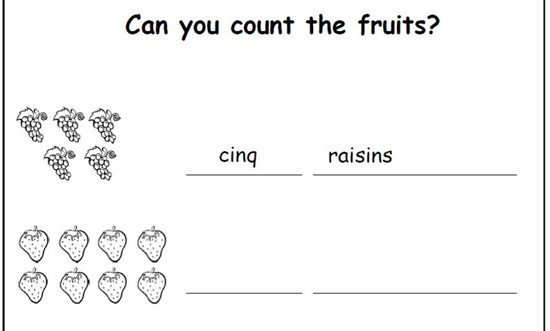 MATHS & LITERACY FRENCH Printable / Learn French Numbers With Counting ...