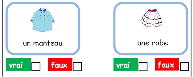 FRENCH PRINTABLE ACTIVITY to Learn Names of Clothes, Kids Learning ...