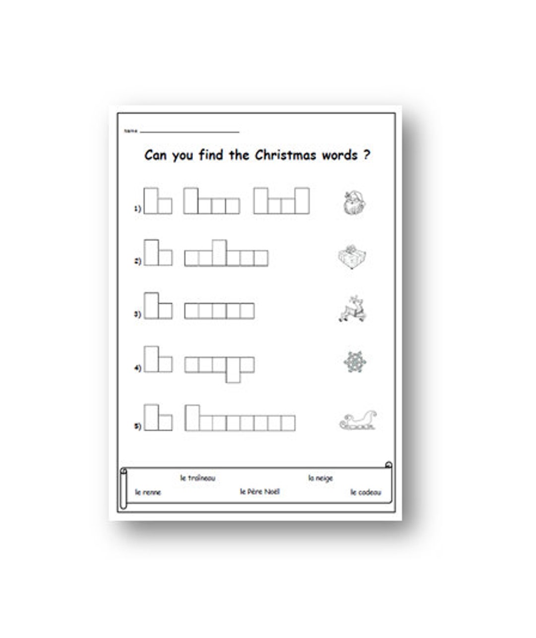 FRENCH CHRISTMAS Worksheet,primary Printable Resources,ks1 Ks2,learn ...