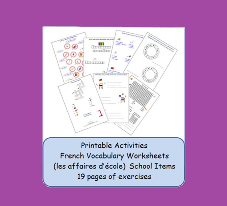 FRENCH LEARNING School Items Words With French Teacher School ...