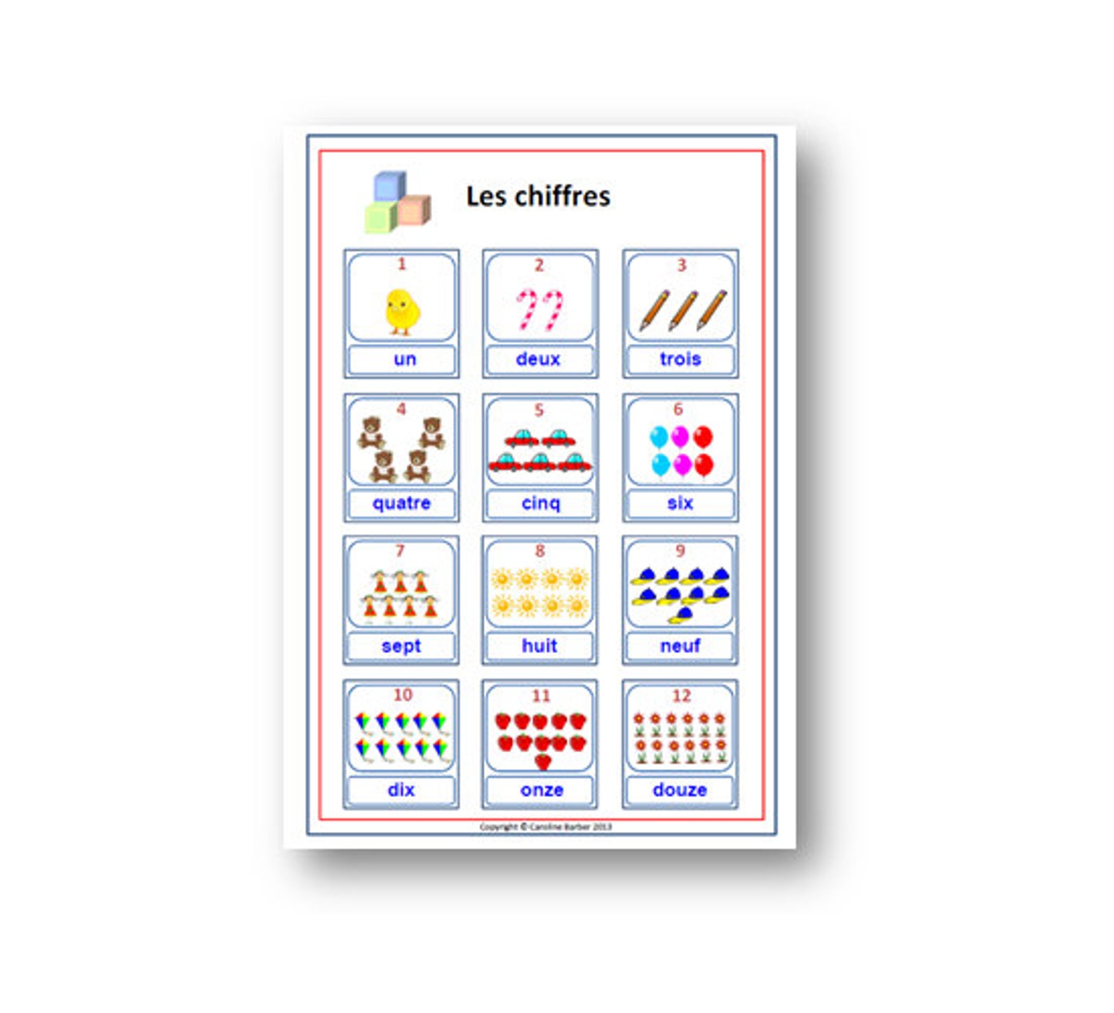 Numbers FRENCH SCHOOL POSTER / Teacher Poster French for Kids ...