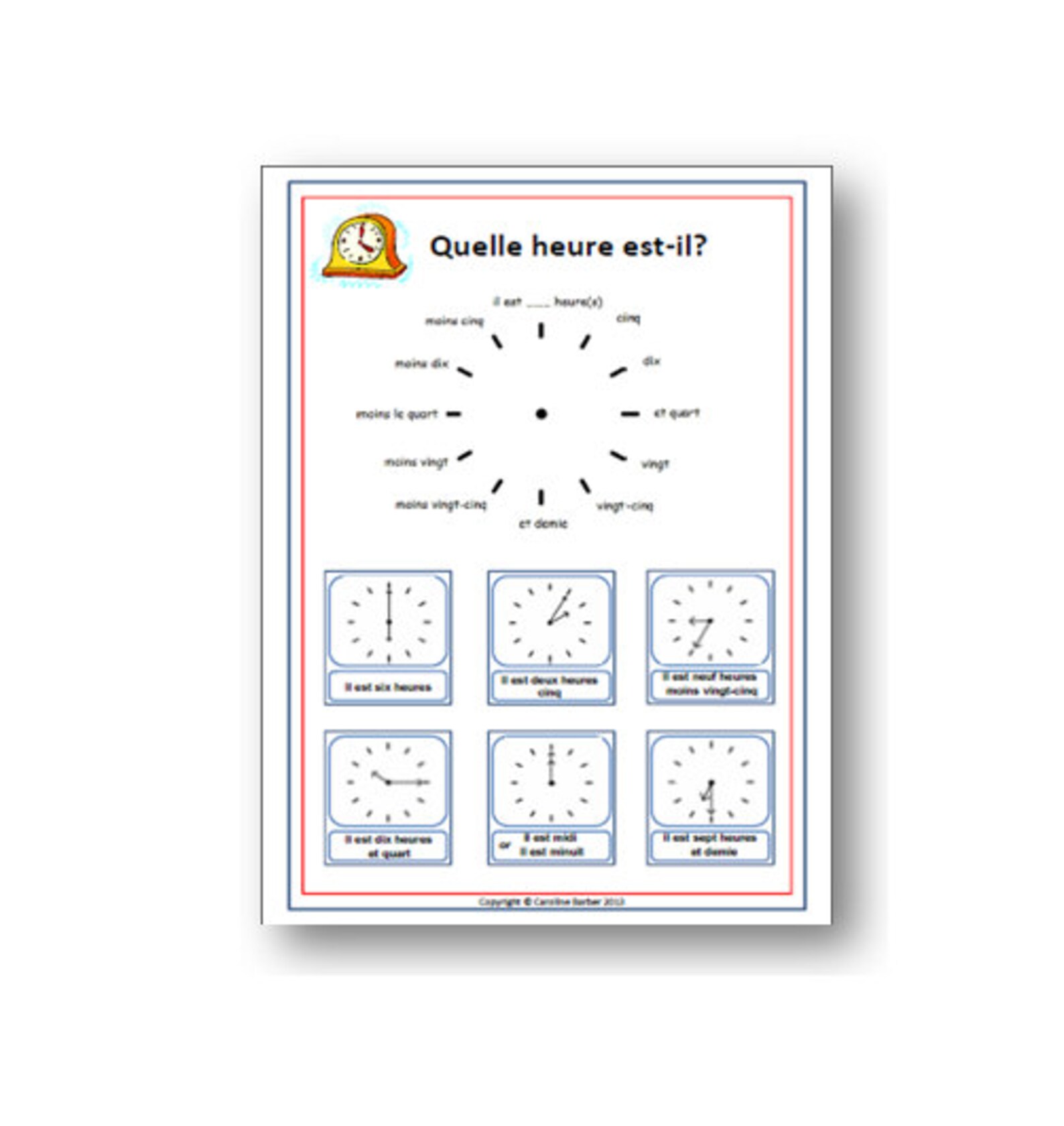 FRENCH POSTER for SCHOOL / Time | Numeracy Educational Classroom Poster ...