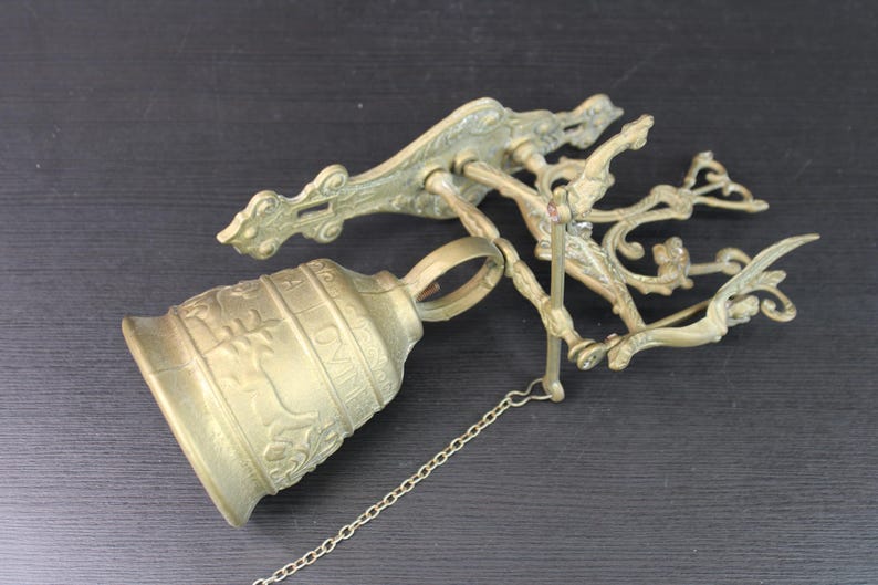 Vintage Wall Mounted Brass Wall Bell With Pull Chain. - Etsy
