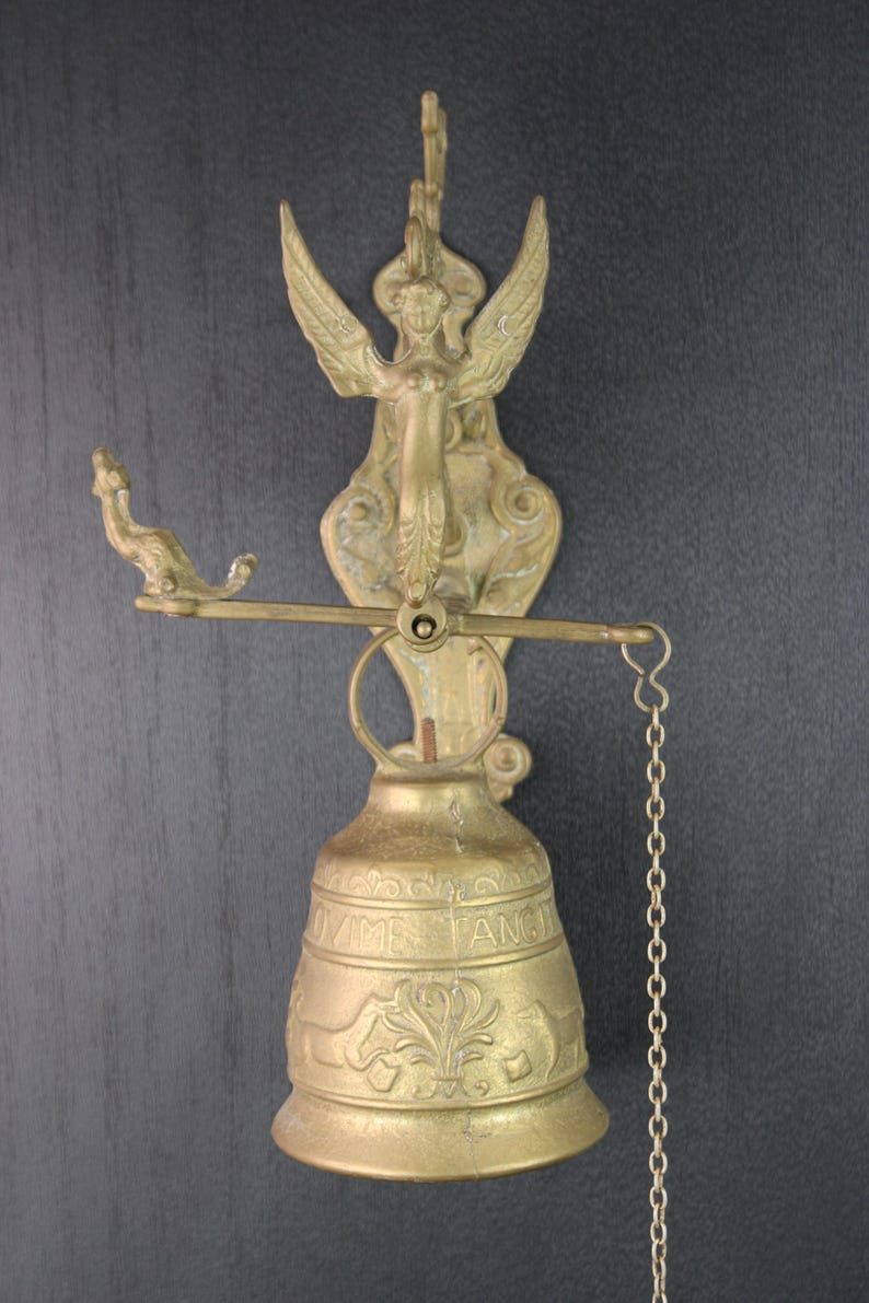 Vintage Wall Mounted Brass Wall Bell With Pull Chain. - Etsy