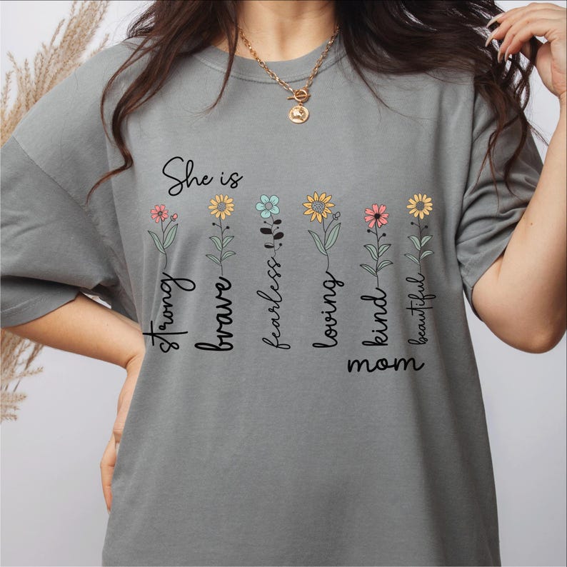 Floral Mom DTF Transfer, Strong Brave Fearless Loving Kind (heat Press ...