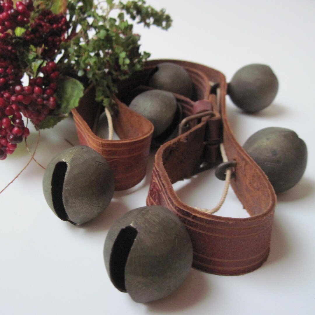 Vintage Sleigh Bells on Leather Strap - Etsy