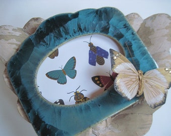 Vintage Floral Ceramic Frame, Kiln Art Floral Picture Frame, Pottery ...