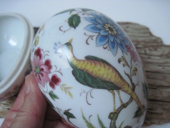 Vintage Limoges Egg Shaped Trinket Box With Bird Fran… - Gem