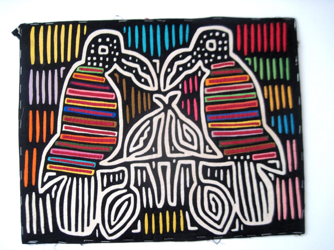 Vintage Mola Panama Folk Art Textile Embroidery Birds - Etsy