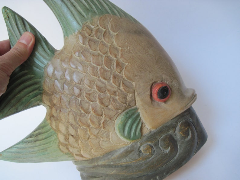 Vintage Large Carved Wood Tropical Fish - Etsy