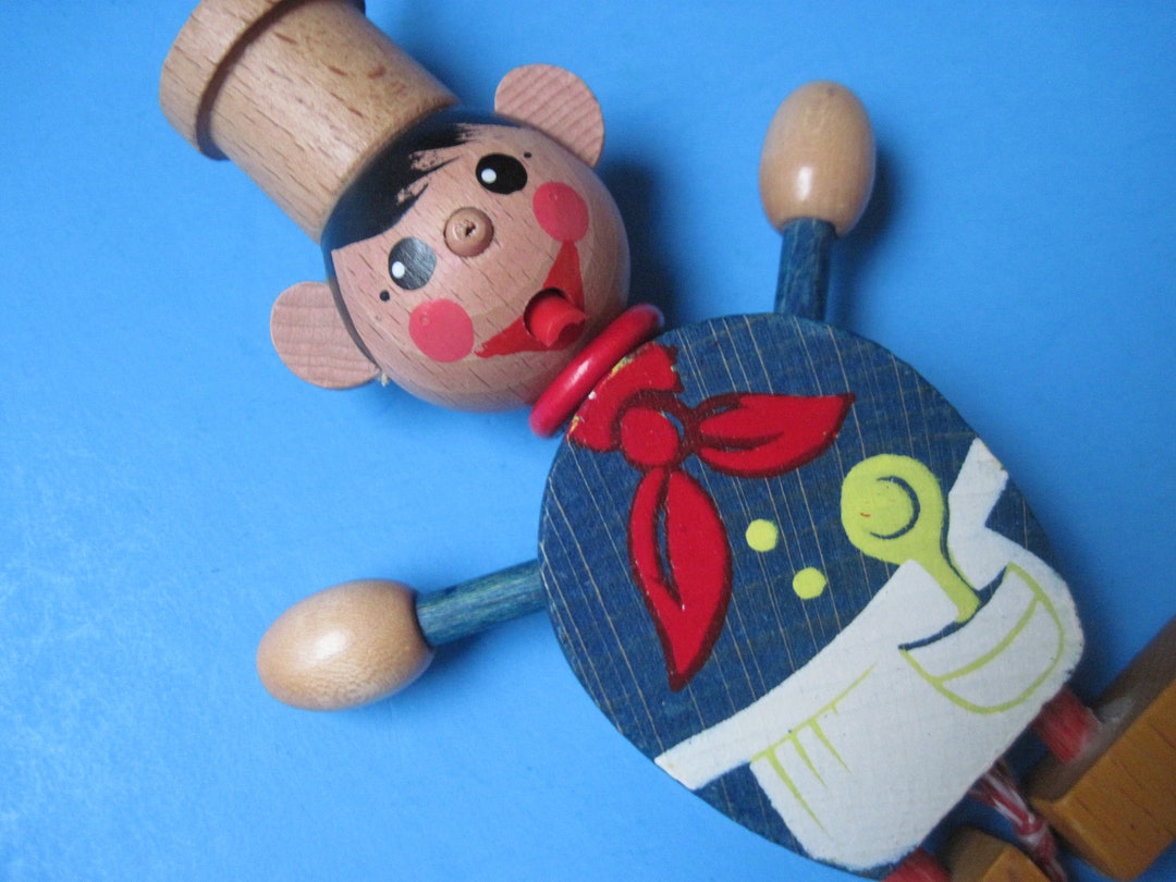 Vintage Wood Jumping Jack Pull Toy Chef Cook or Baker - Etsy