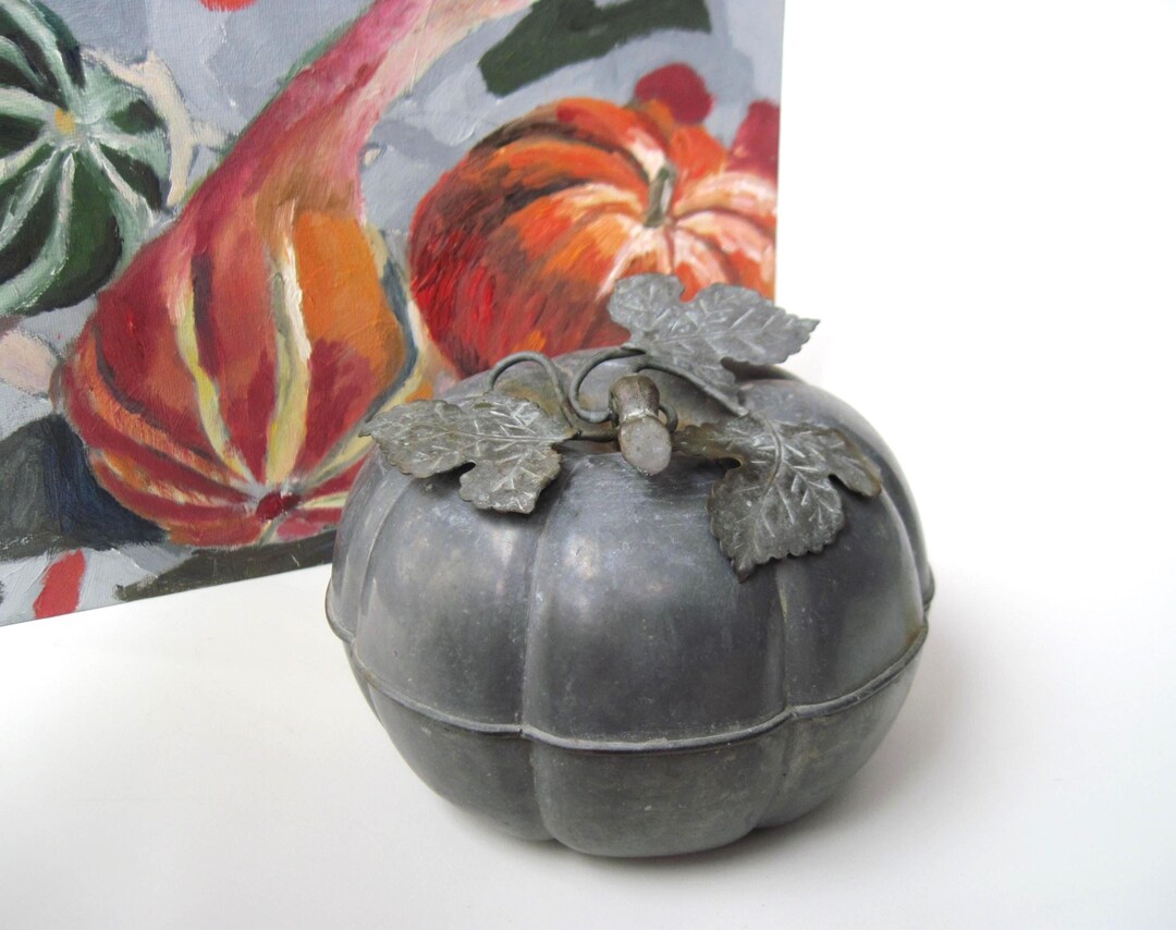 Vintage Pewter Lidded Pumpkin Container Hong Kong - Etsy
