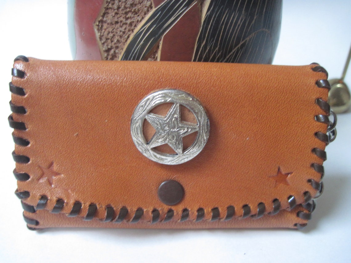 Vintage Leather Western Star Emblem and Embossed Key Holder - Etsy