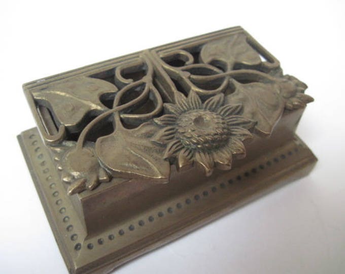 Vintage Brass Stamp Box With Sunflower - Etsy