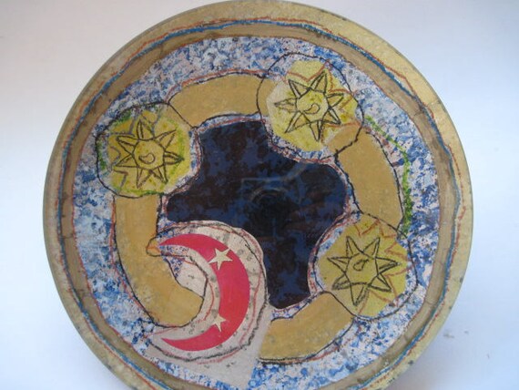 Vintage Susan Ward Signed Artwork Under Glass Plate with Sun | Etsy