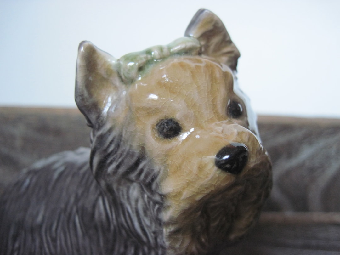 Vintage Charm of Creamware Heredities Yorkshire Terrier Dog Figurine ...