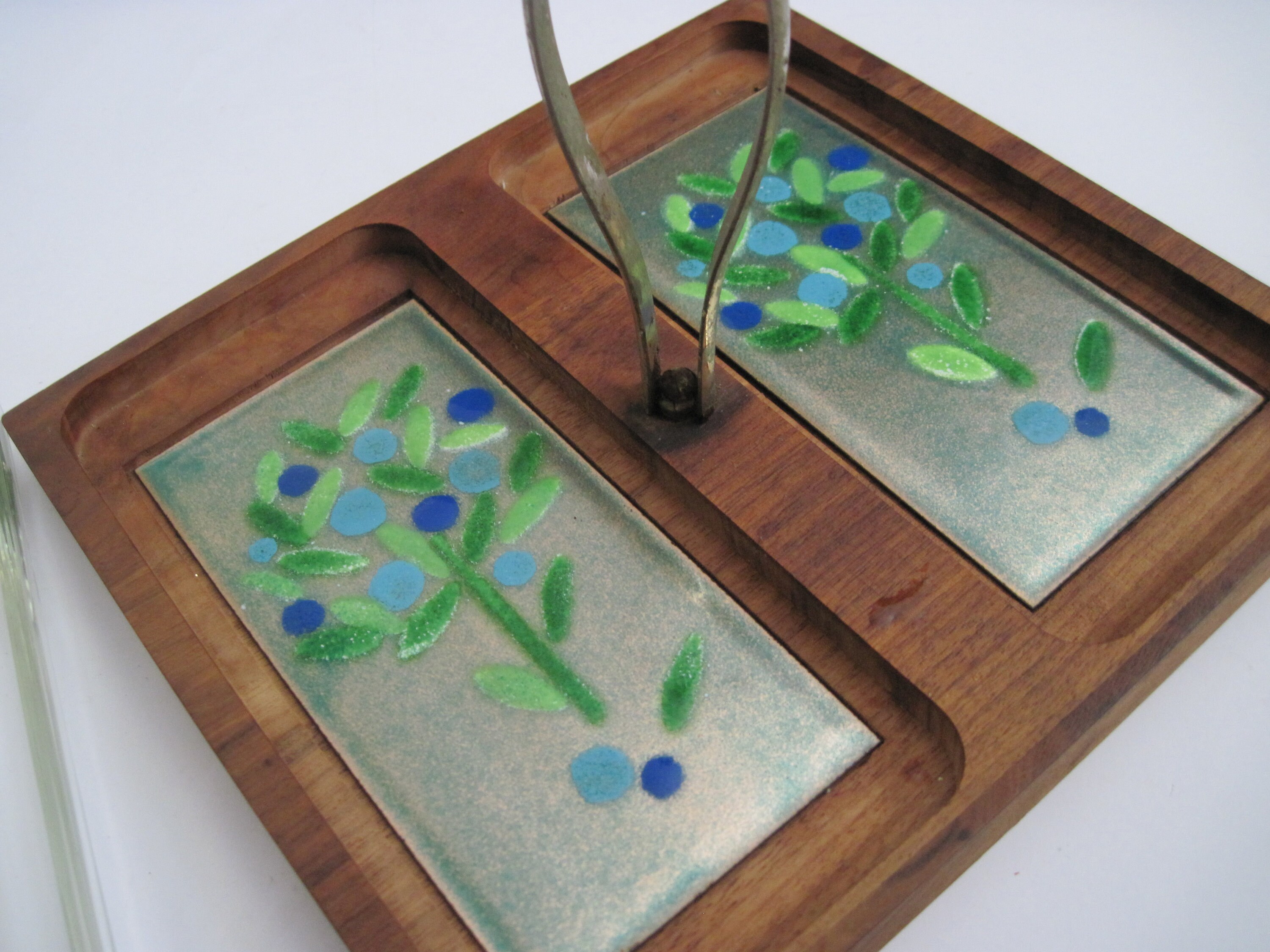 Trays & Platters Vintage Ernest John Sohn Walnut Wood Copper Enamel ...